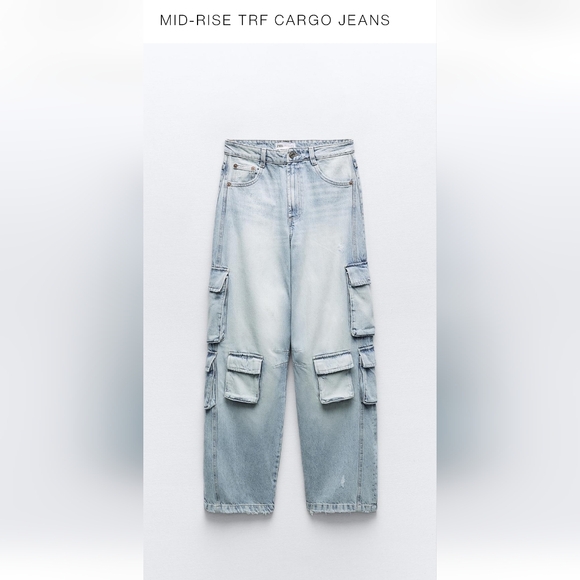 Zara | Jeans | Light Blue Cargo Jeans | Poshmark